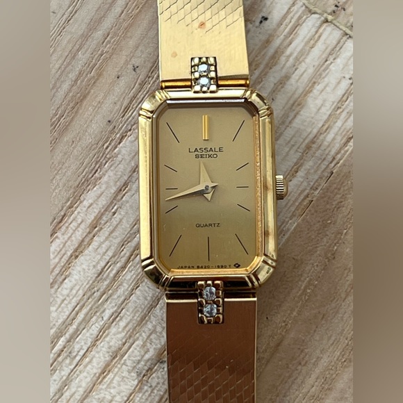 Seiko | Accessories | Lassale Seiko Ladies Watch Rare Vintage Genuine Diamonds Gold Tone ...